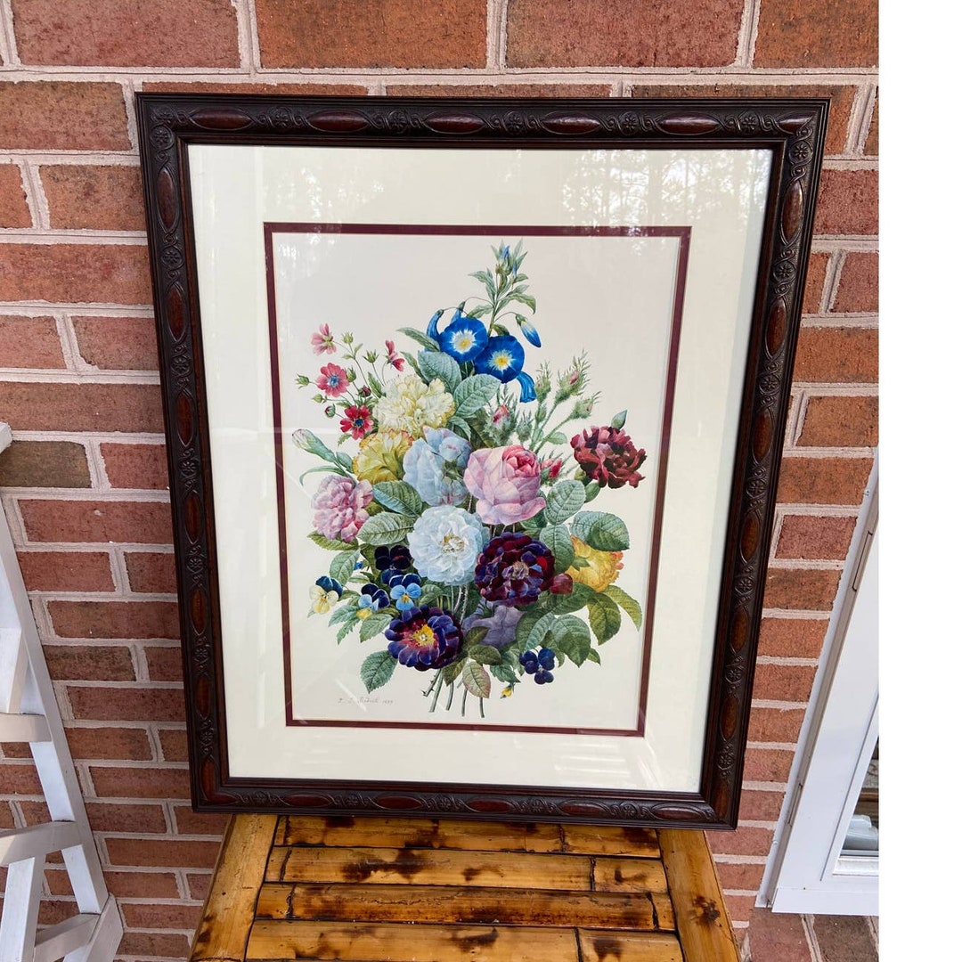 Vintage PJ Redoute 1839 Floral Bouquet Framed Print 1839 Botanical - Etsy
