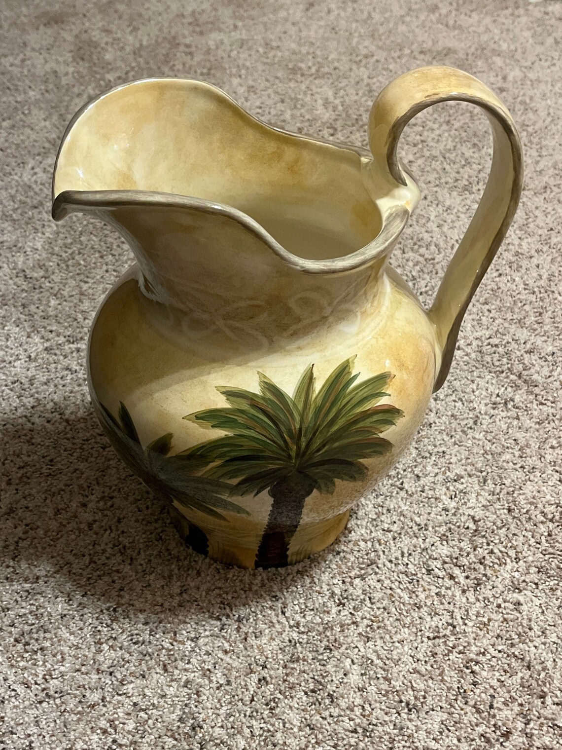 Bellagio Pitcher by TABLETOPS UNLIMITED Palm Trees Jug Hand Painted - Etsy