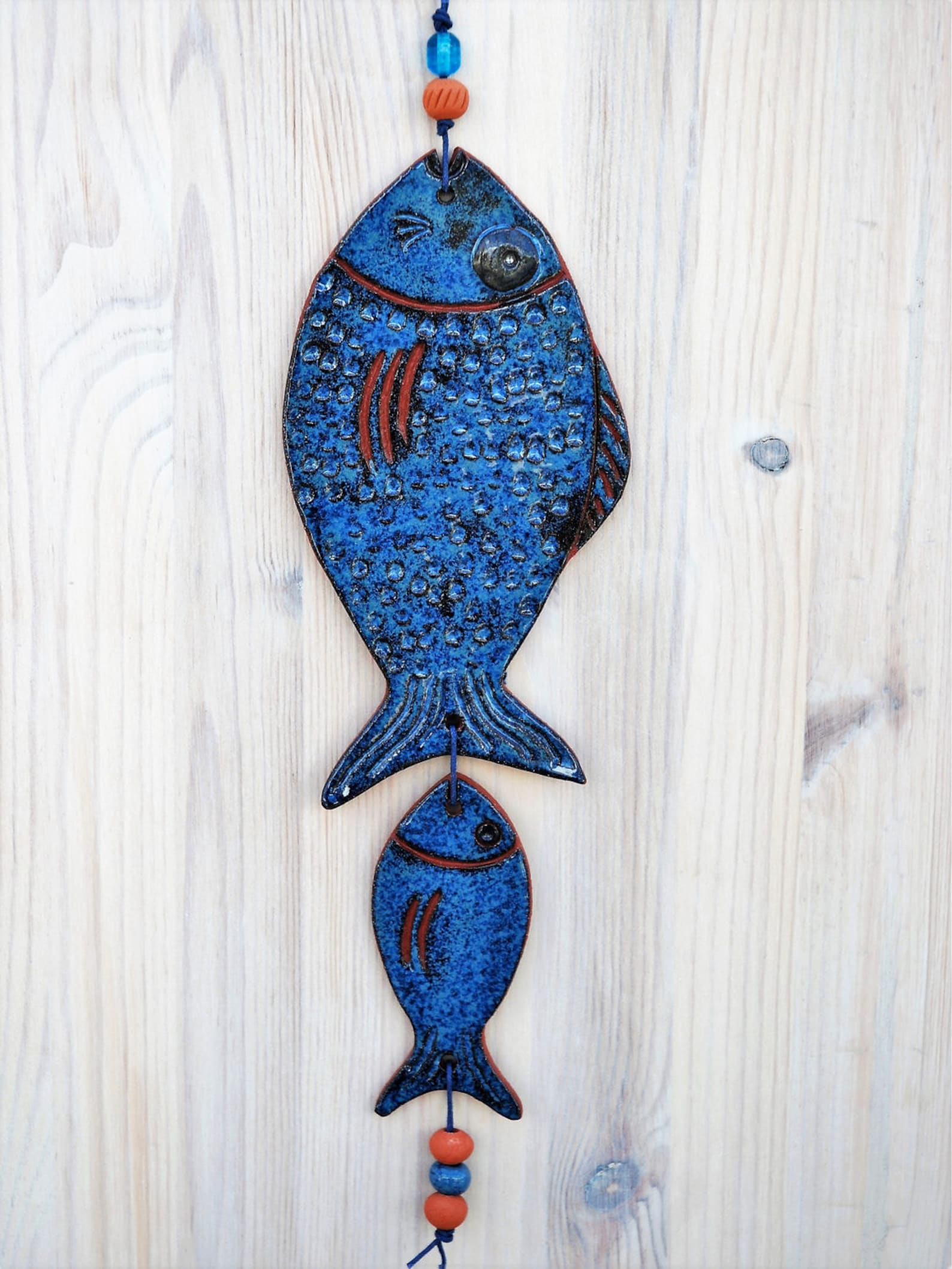Handmade Ceramic Fish Ornament, Blue Beach Decor, Wall Hanging - Etsy