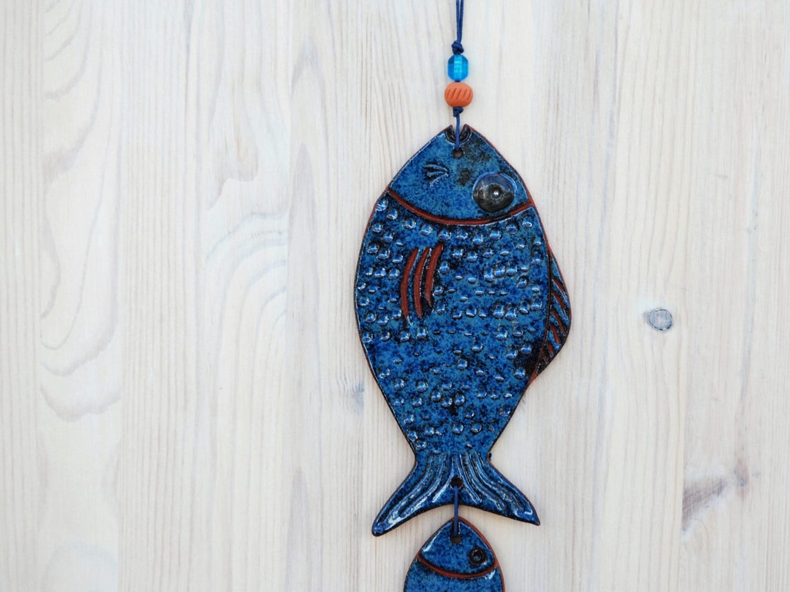 Fish Ornament Ceramic Fish Blue Fish Wall Decor Ceramic - Etsy