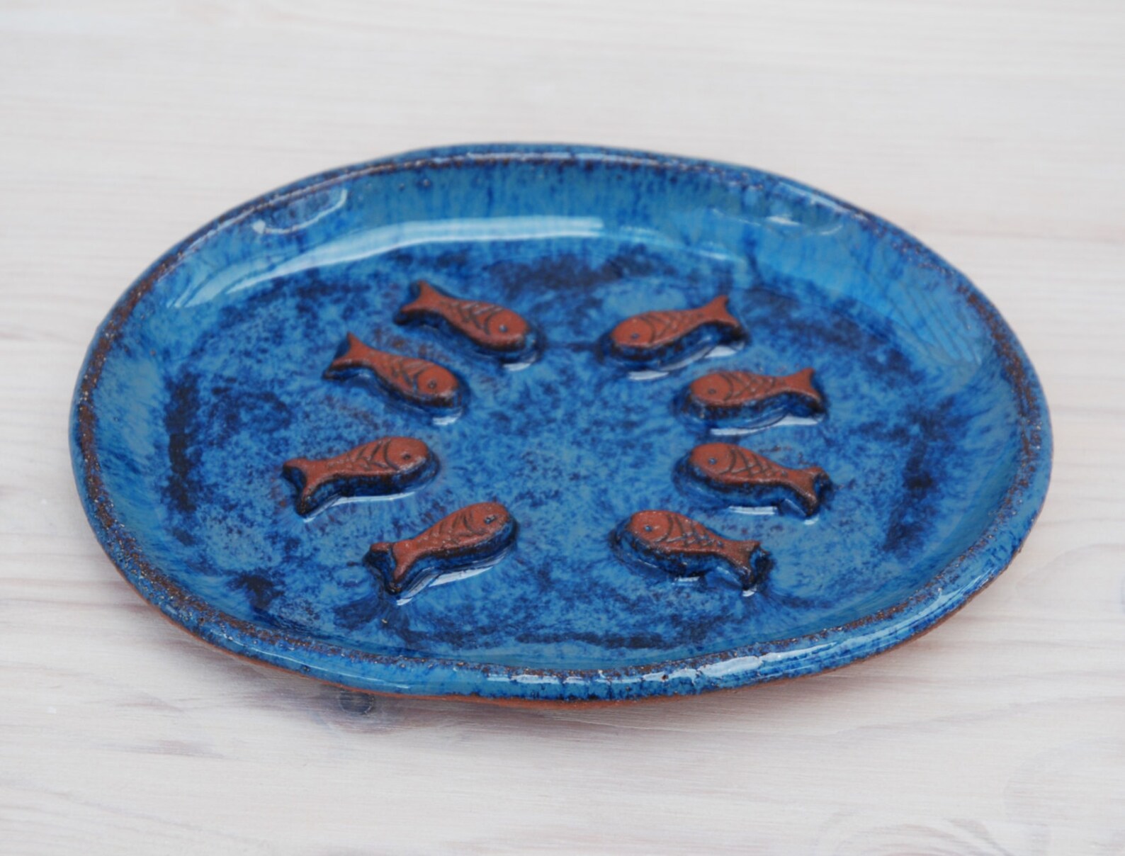 Handmade Ceramic Fish Soap Dish, Blue Bathroom Decor - Etsy