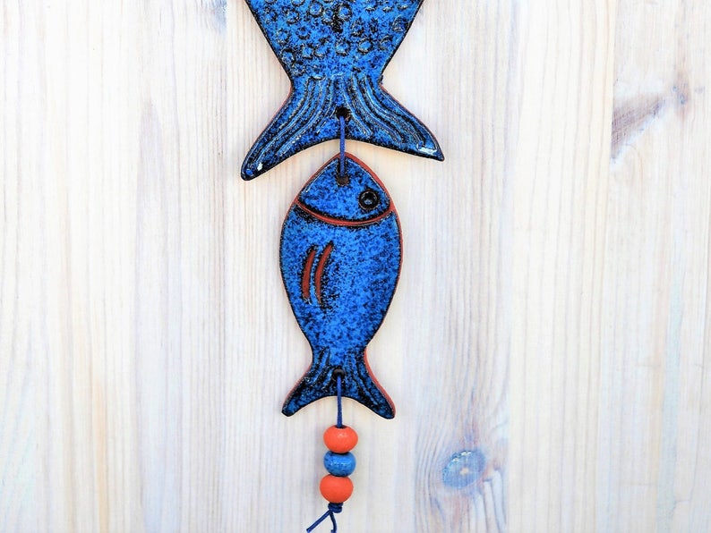 Fish Ornament Ceramic Fish Blue Fish Wall Decor Ceramic - Etsy