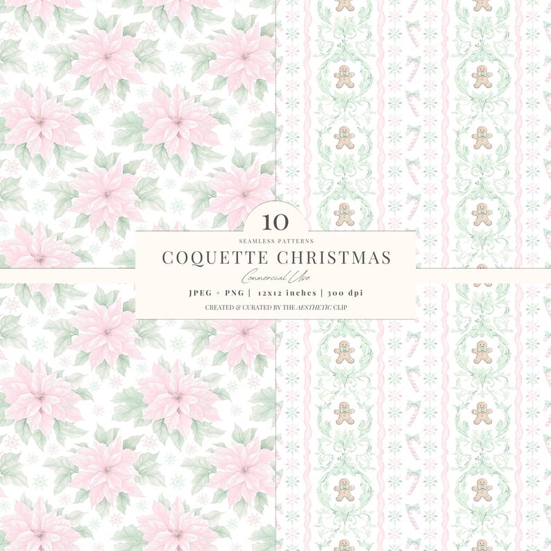 Pastel Christmas Seamless Pattern | Coquette Christmas Digital Paper ...