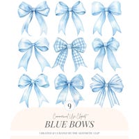 Trendy Blue Bows Set of 12 Wall Art Preppy Coquette Room Decor Bow ...