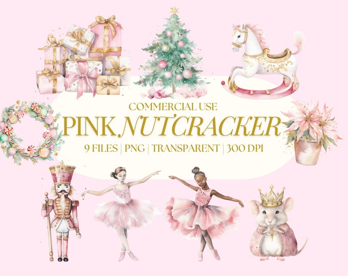 Nutcracker Christmas Clipart Pink Christmas Folk Xmas Nutcracker Bundle ...
