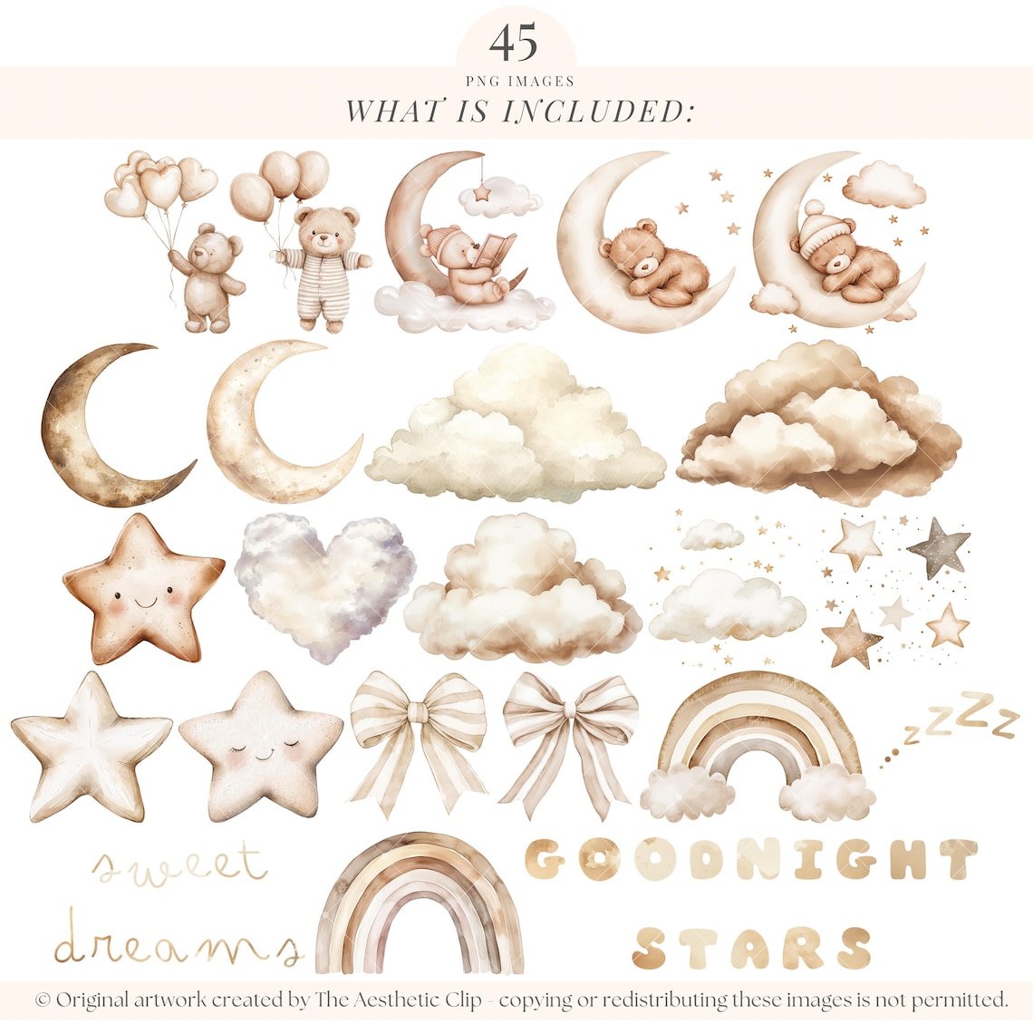 Watercolor Teddy Bear Clipart | Neutral Baby Shower Clipart | Beige ...