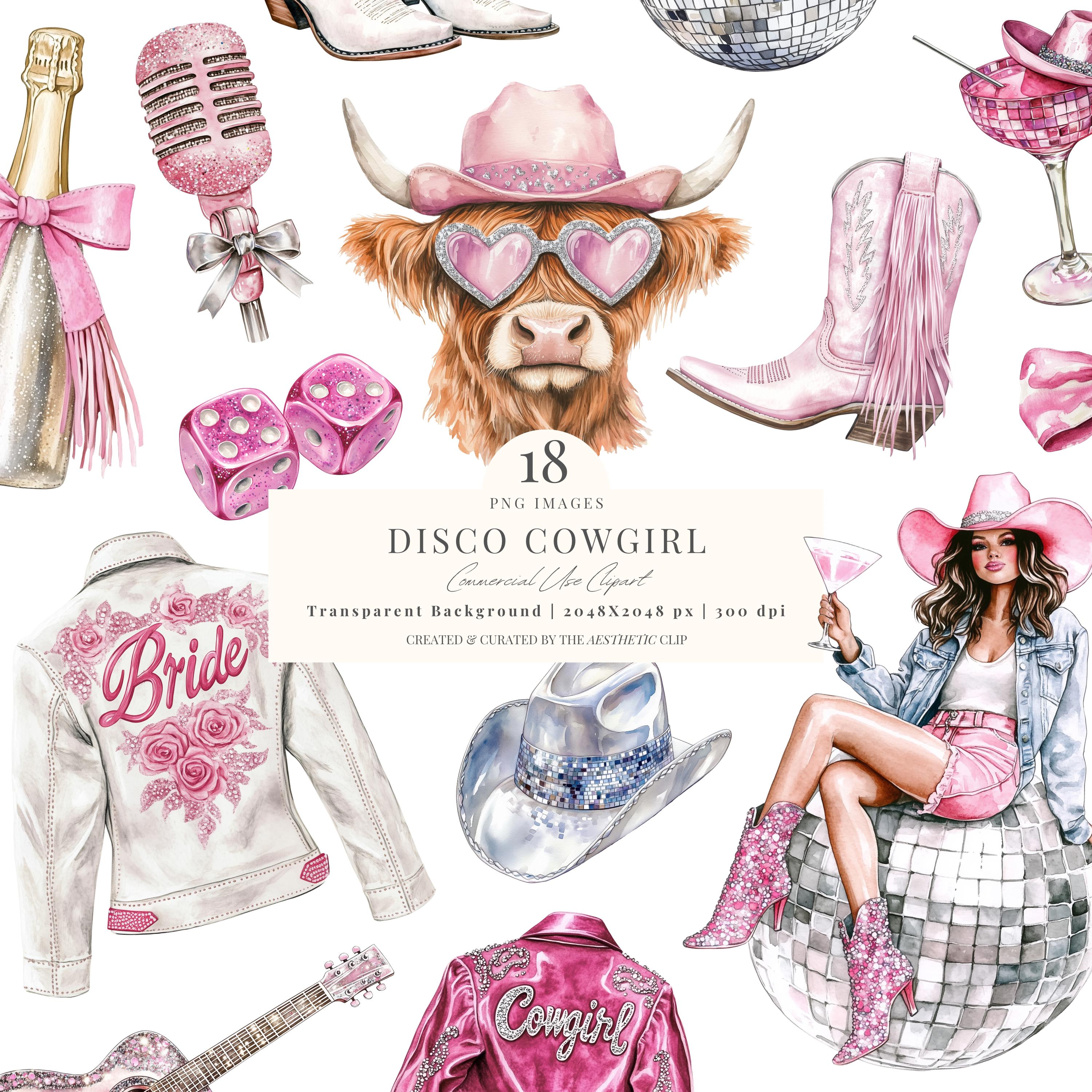 Cowgirl Clipart | Disco Cowgirl PNG | Cowgirl Bachelorette | Western ...