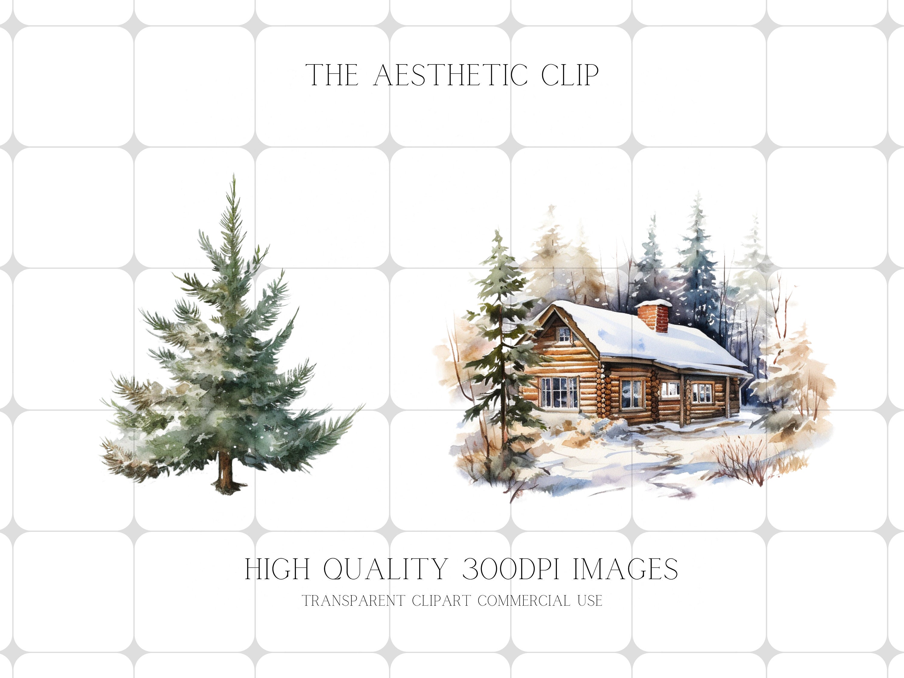Winter Clipart Snowy Woods PNG Pine Trees Graphic Wintery Christmas ...
