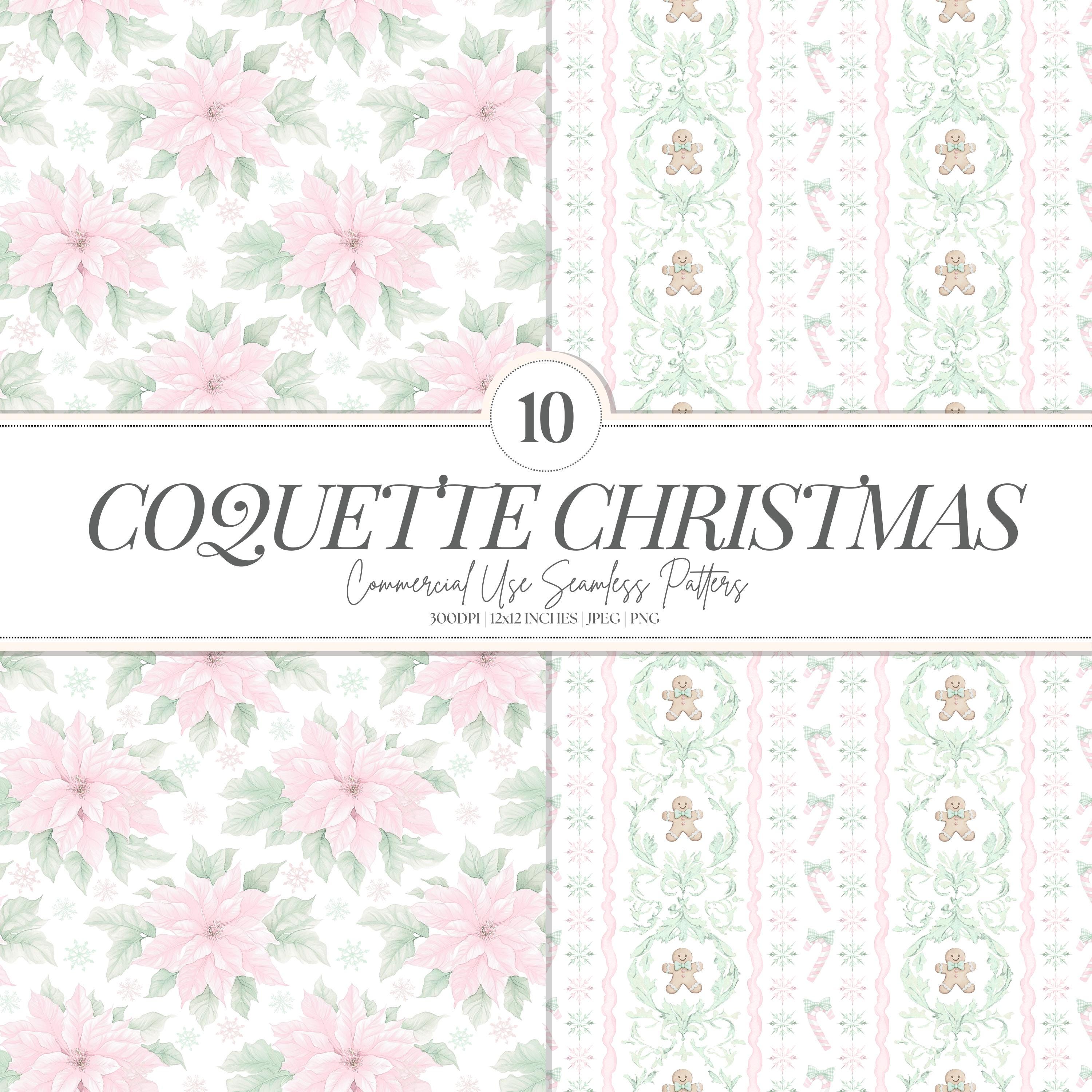 Pastel Christmas Seamless Pattern | Coquette Christmas Digital Paper ...
