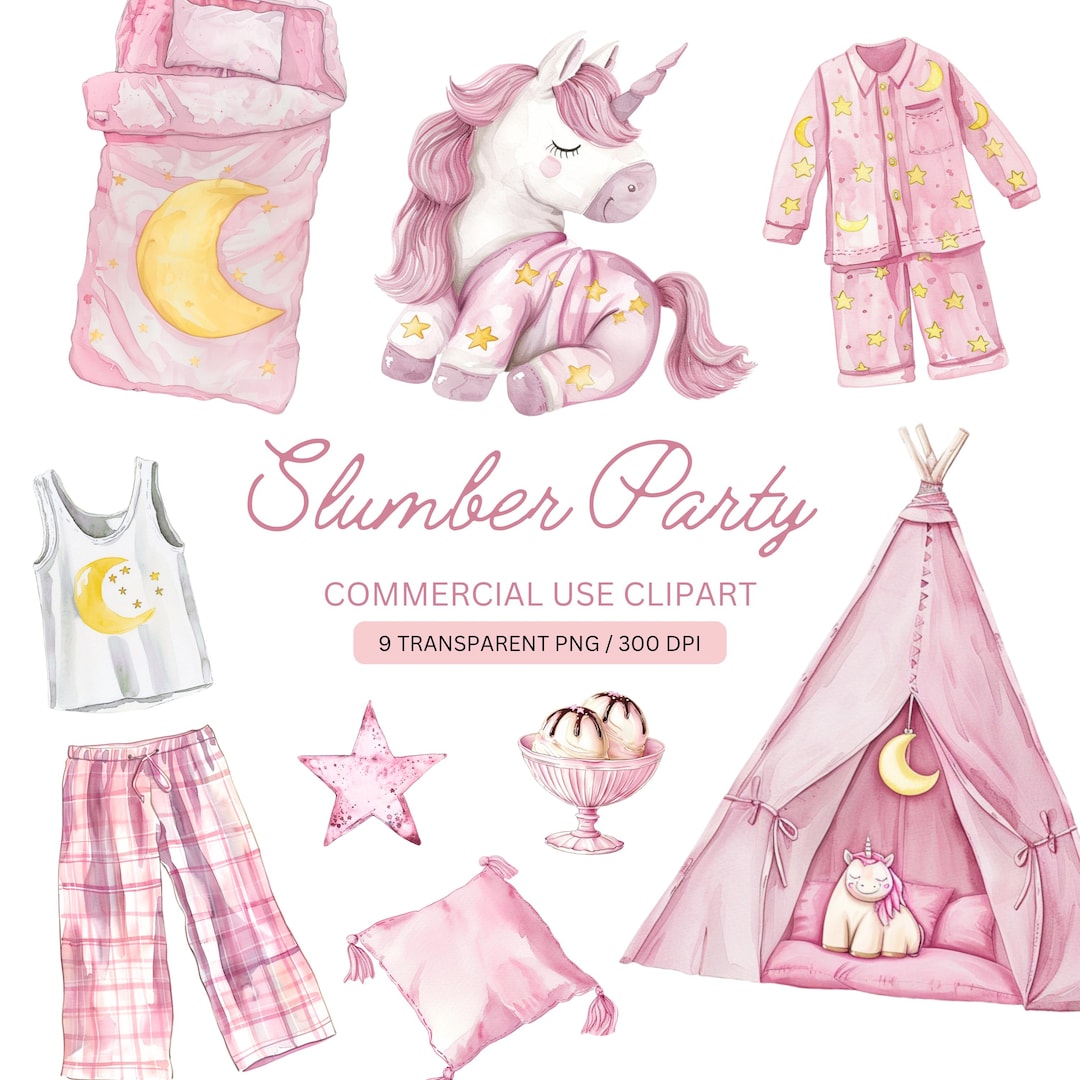 9 PNG Pyjama Party Clipart Sleepover PNG Cozy Bedtime Pink Slumber ...