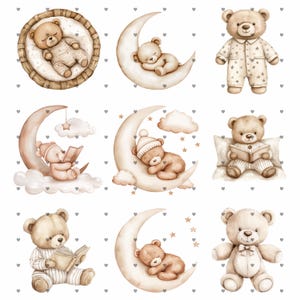 Watercolor Teddy Bear Clipart Neutral Baby Shower Clipart Beige Nursery ...
