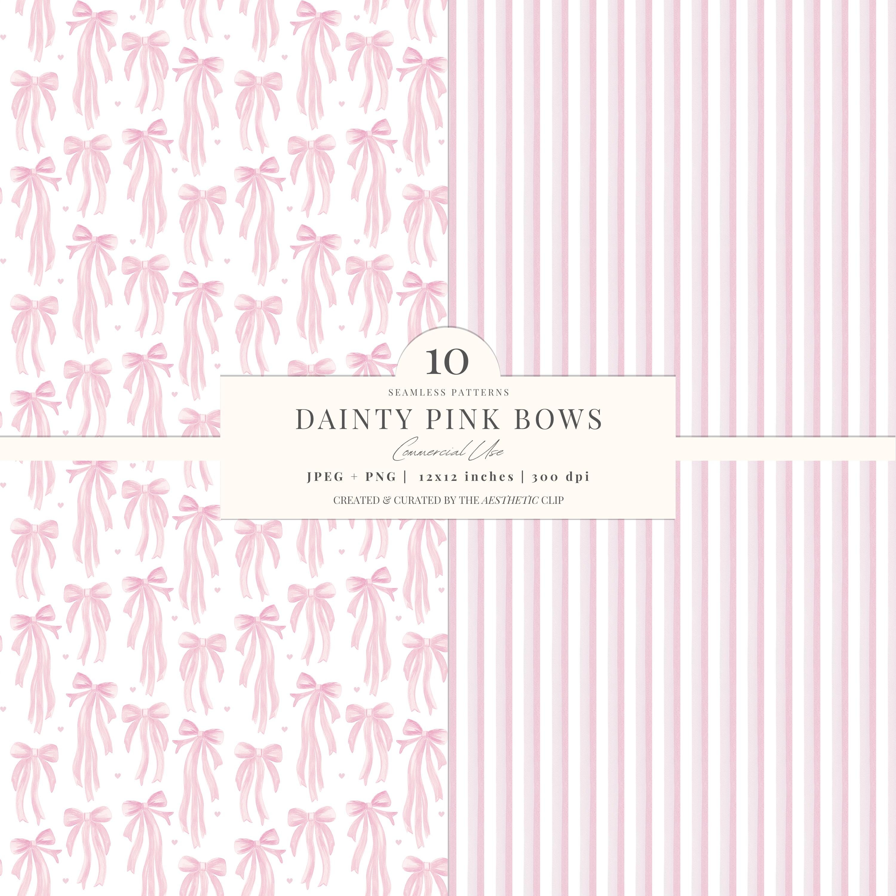 Pink Bow Pattern | Pink Bow Digital Paper | Coquette Seamless Patterns ...