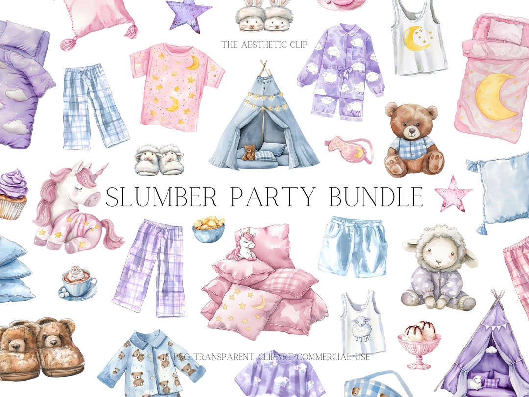 Pyjama Party Clipart 45 PNG Sleepover PNG Cozy Bedtime Cute Slumber ...