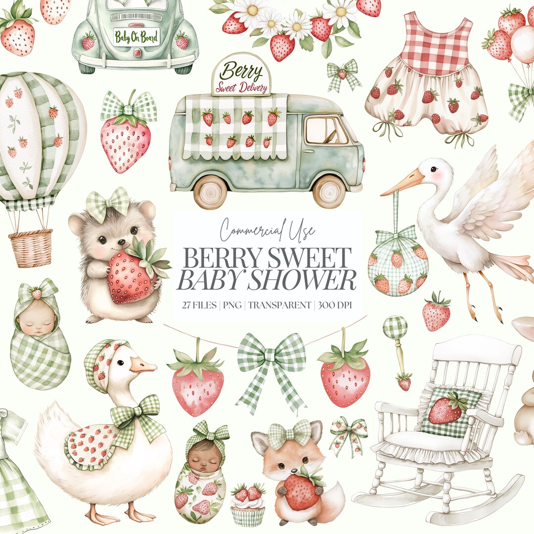 Berry Sweet Delivery | Strawberry Baby Shower | Strawberry Clipart ...