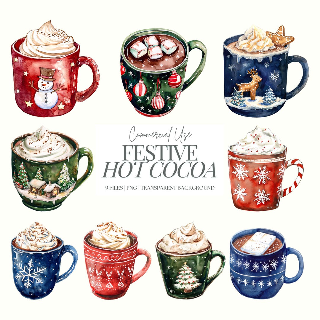 Christmas Hot Chocolate Clipart | Festive Hot Cocoa PNG | Christmas ...