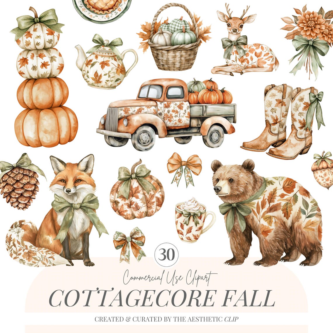 Fall Toile Clipart | Autumn Chinoiserie PNG | Thanksgiving Clipart ...