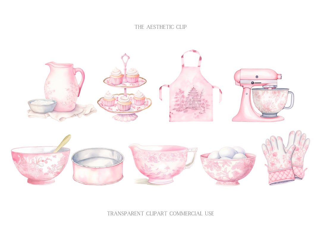Baking Clipart Pink Baking PNG Watercolour Baking Chinoiserie Cooking ...