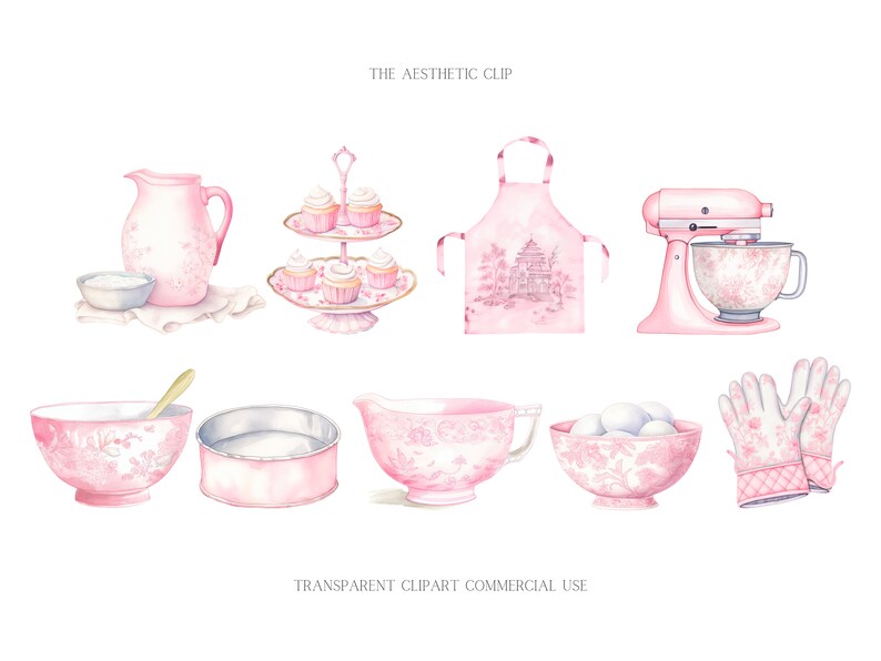 Baking Clipart Pink Baking PNG Watercolour Baking Chinoiserie Cooking ...
