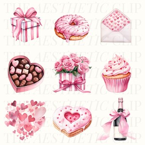 Valentines Clipart | Pink Valentines Day PNG | Watercolour Love | Heart ...
