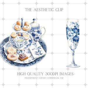 Blue Afternoon Tea Clipart Teapot PNG Antique High Tea Bridal Shower ...