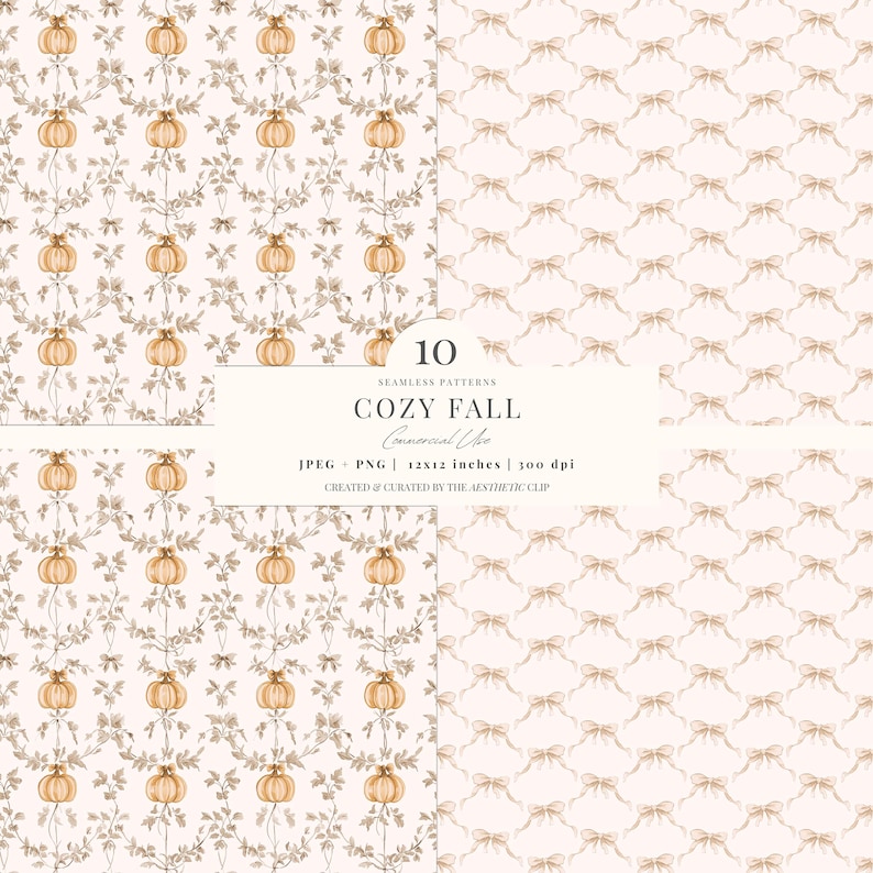 Fall Seamless Pattern | Cozy Autumn Digital Paper | Pumpkin Background ...