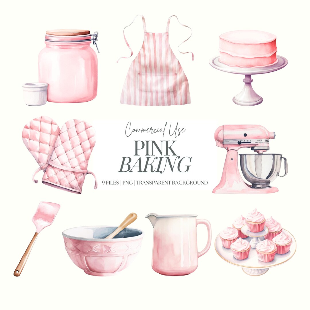 Baking Clipart | Pink Baking PNG | Watercolor | Home Bakery | Cooking ...