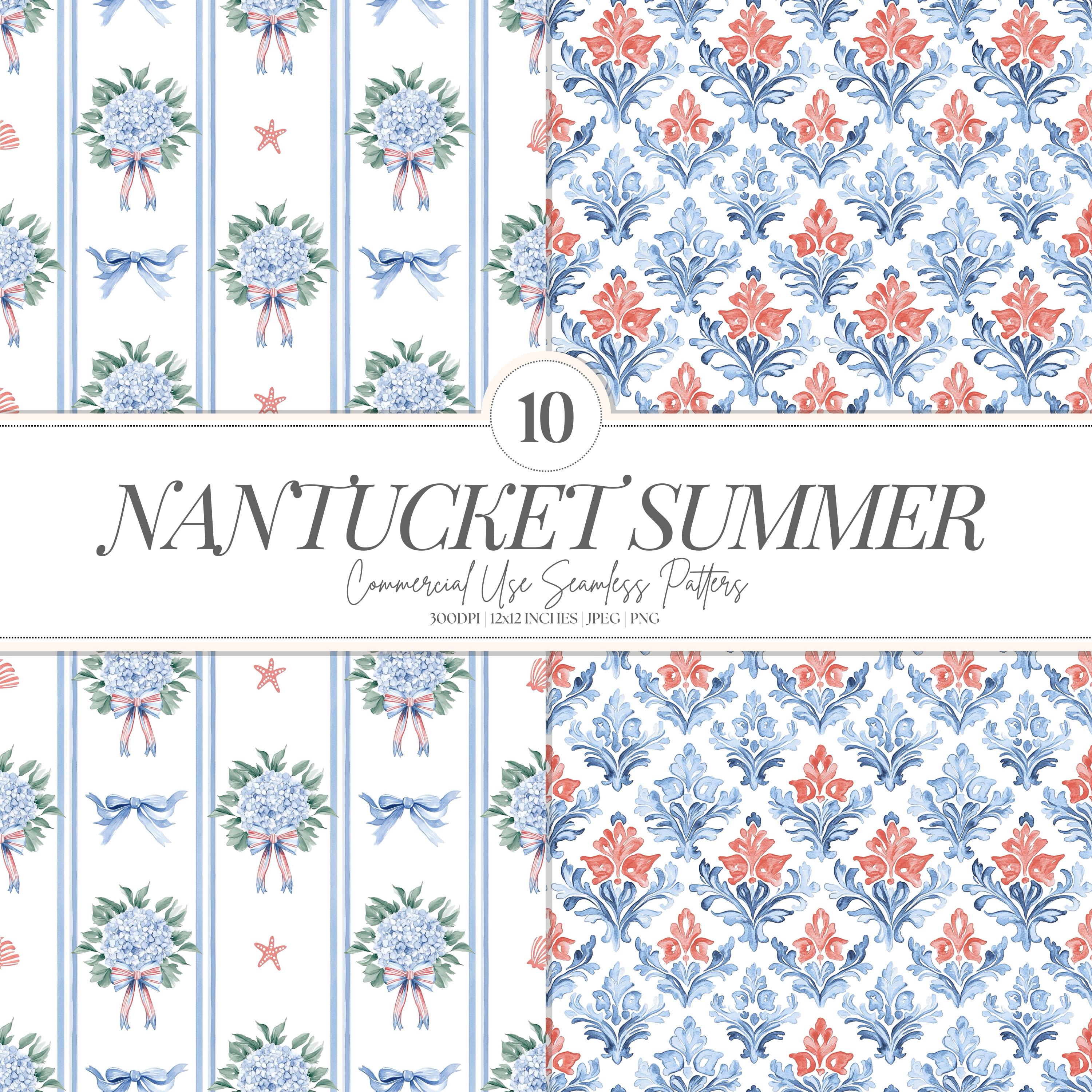 Coastal Digital Paper | Grandmillenial Pattern | Coquette Fisherman ...