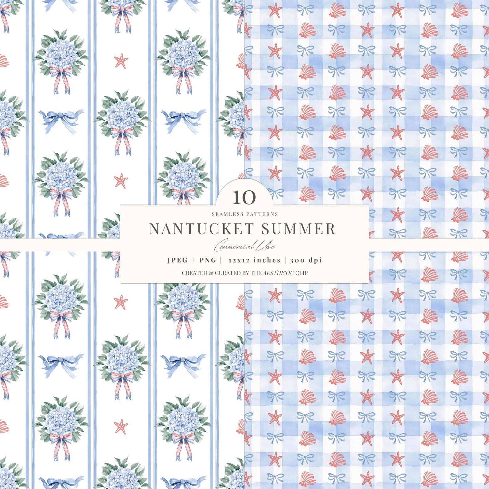 Coastal Digital Paper | Grandmillenial Pattern | Coquette Fisherman ...