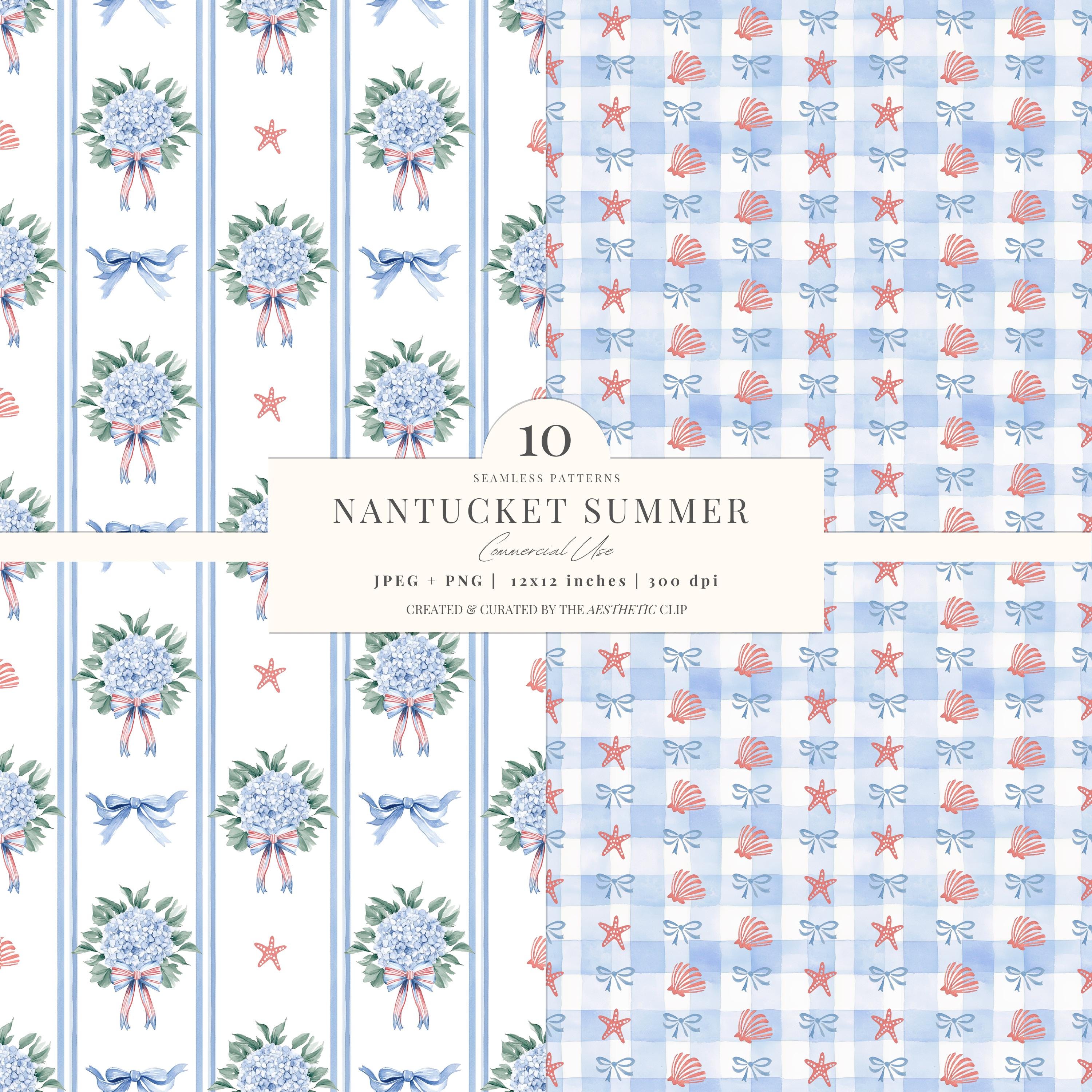 Coastal Digital Paper | Grandmillenial Pattern | Coquette Fisherman ...