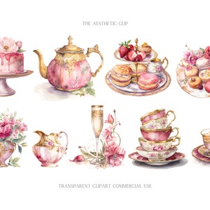 Pink Afternoon Tea Clipart Teapot PNG Antique High Tea - Etsy