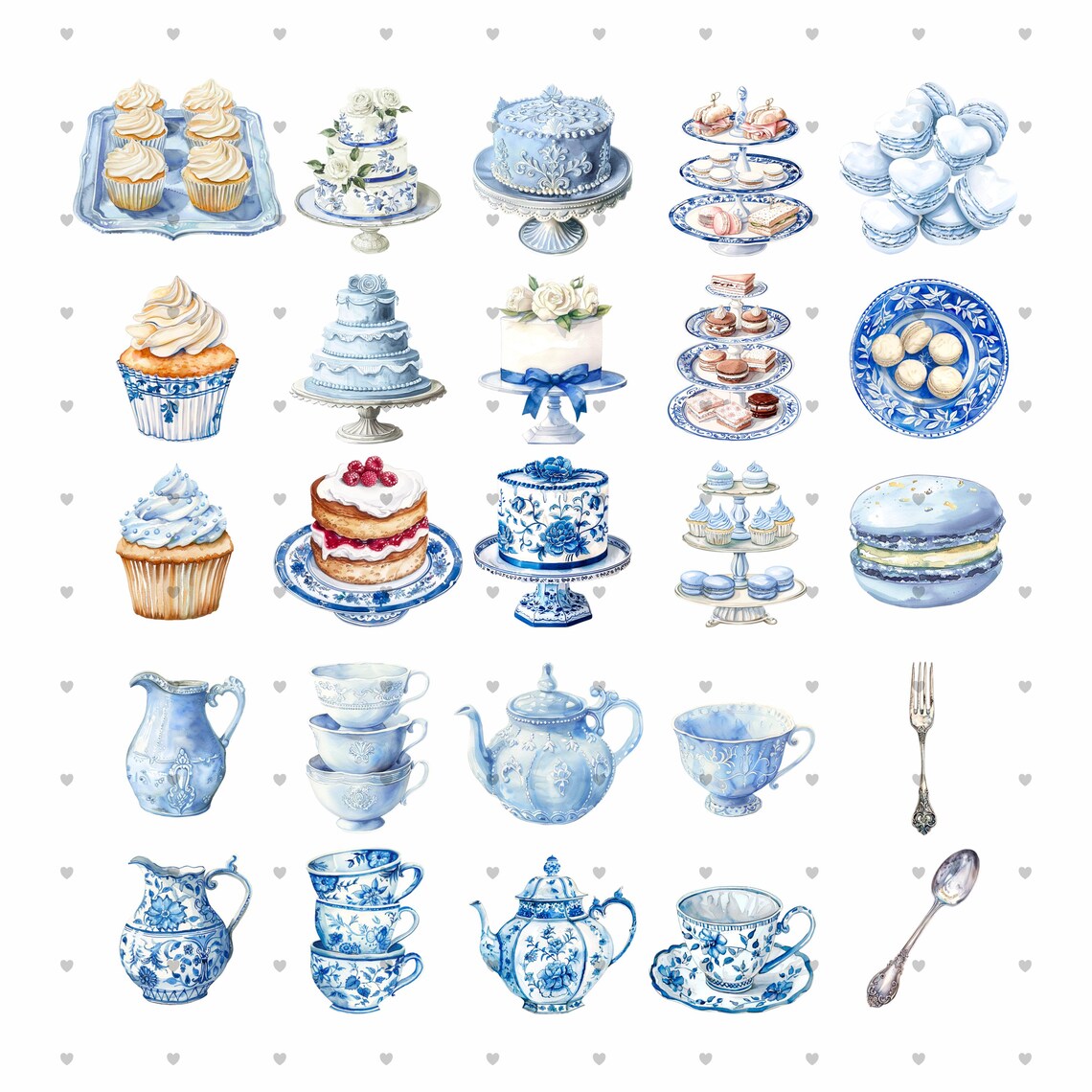 Blue Afternoon Tea Clipart Teapot PNG Chinoiserie High Tea Bridal ...