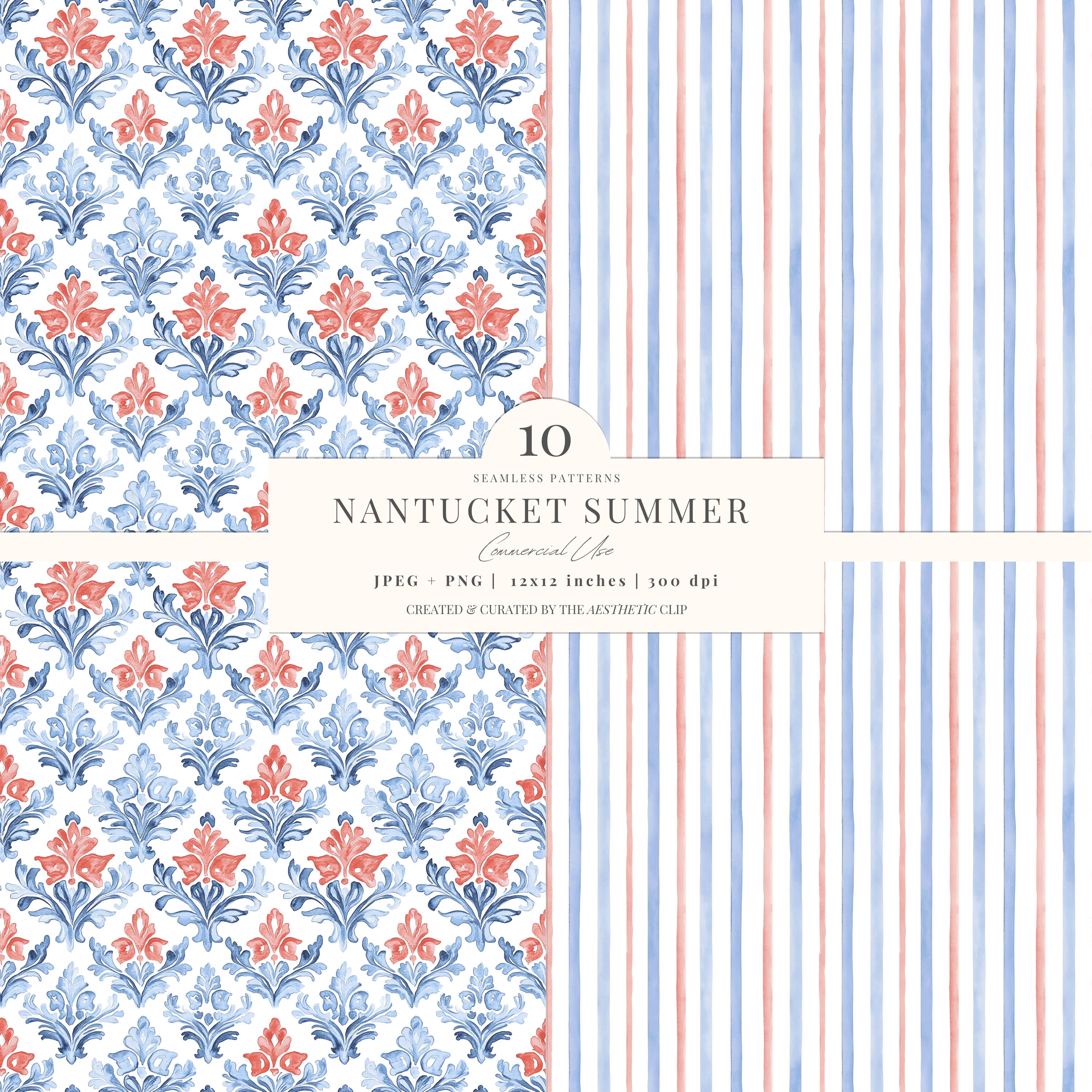 Coastal Digital Paper | Grandmillenial Pattern | Coquette Fisherman ...