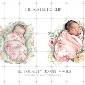 New Baby Clipart Watercolour Spring Baby Pink Newborn PNG Gender Reveal ...