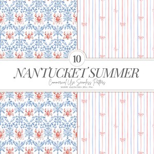 Coastal Digital Paper | Grandmillenial Pattern | Coquette Fisherman ...