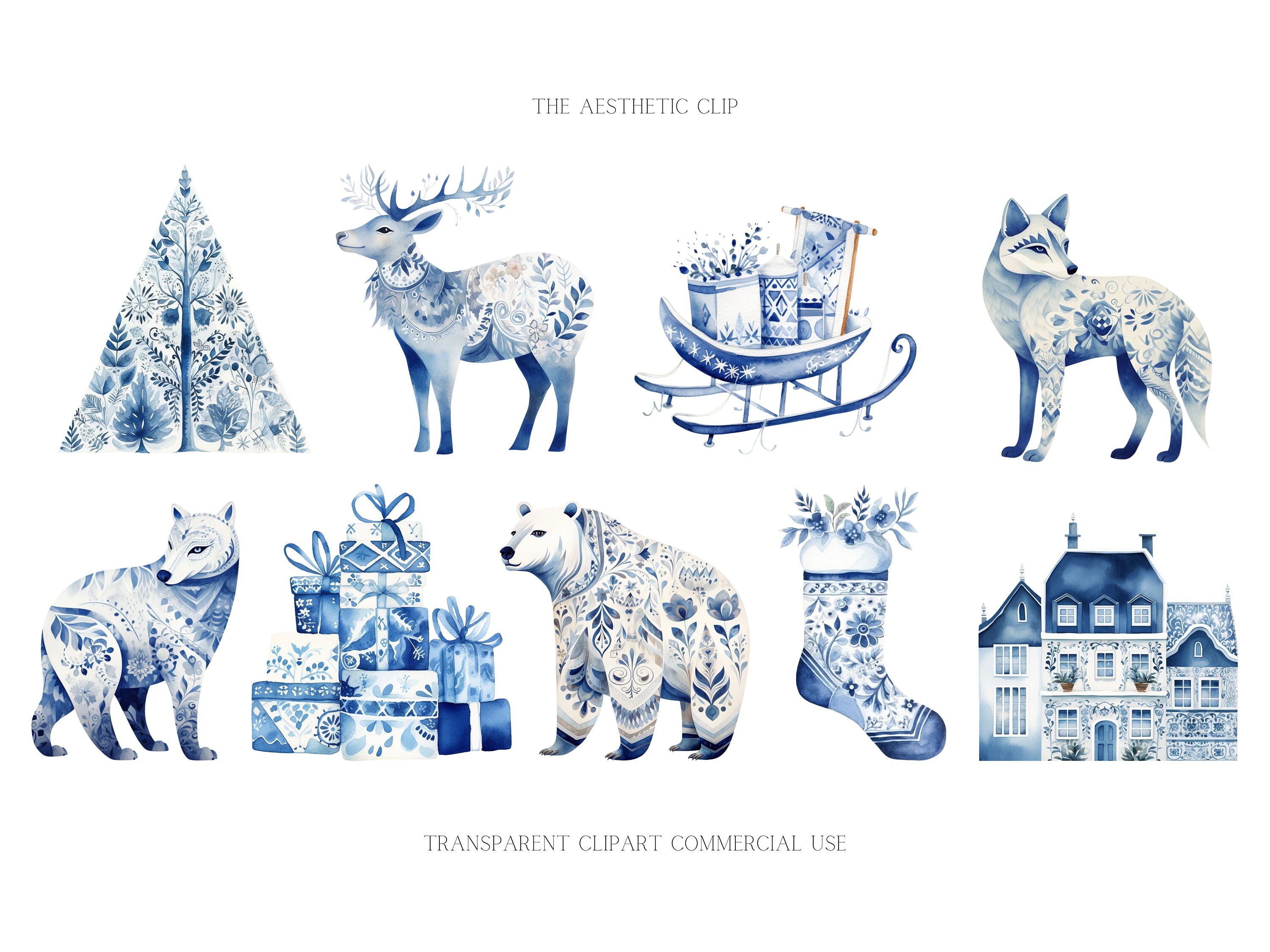 Scandinavian Christmas Clipart Folk Art Christmas PNG Nordic Woodland ...