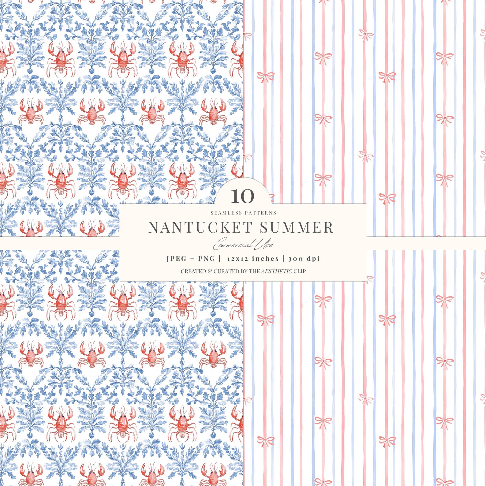 Coastal Digital Paper | Grandmillenial Pattern | Coquette Fisherman ...