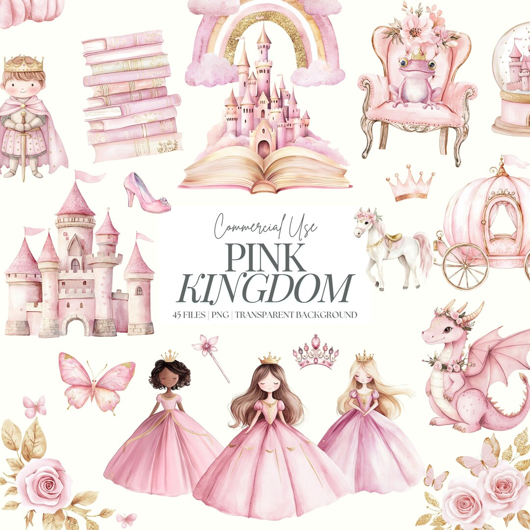 Pink Princess Clipart Fairy Clipart Fairytale Clipart Magical Kingdom ...