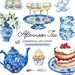 Blue Afternoon Tea Clipart Teapot PNG Chinoiserie High Tea Bridal ...