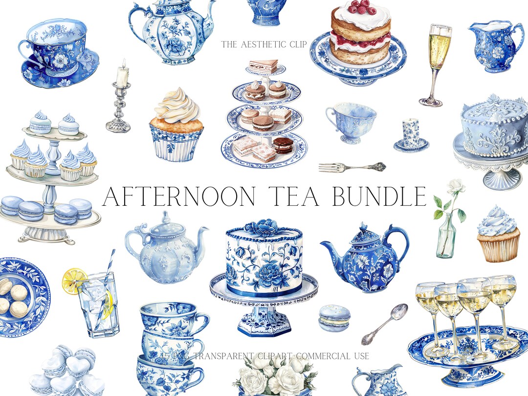 Blue Afternoon Tea Clipart 45 PNG Teapot PNG Chinoiserie High Tea ...