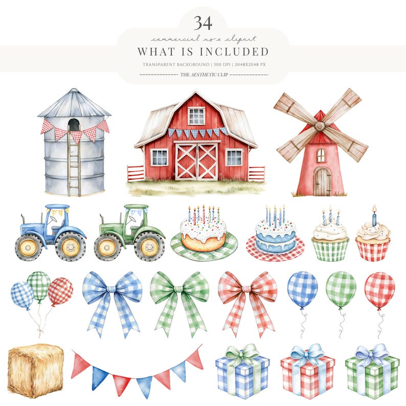 Barnyard Birthday | Farm Baby Shower Clipart | Digital Download | Cute ...