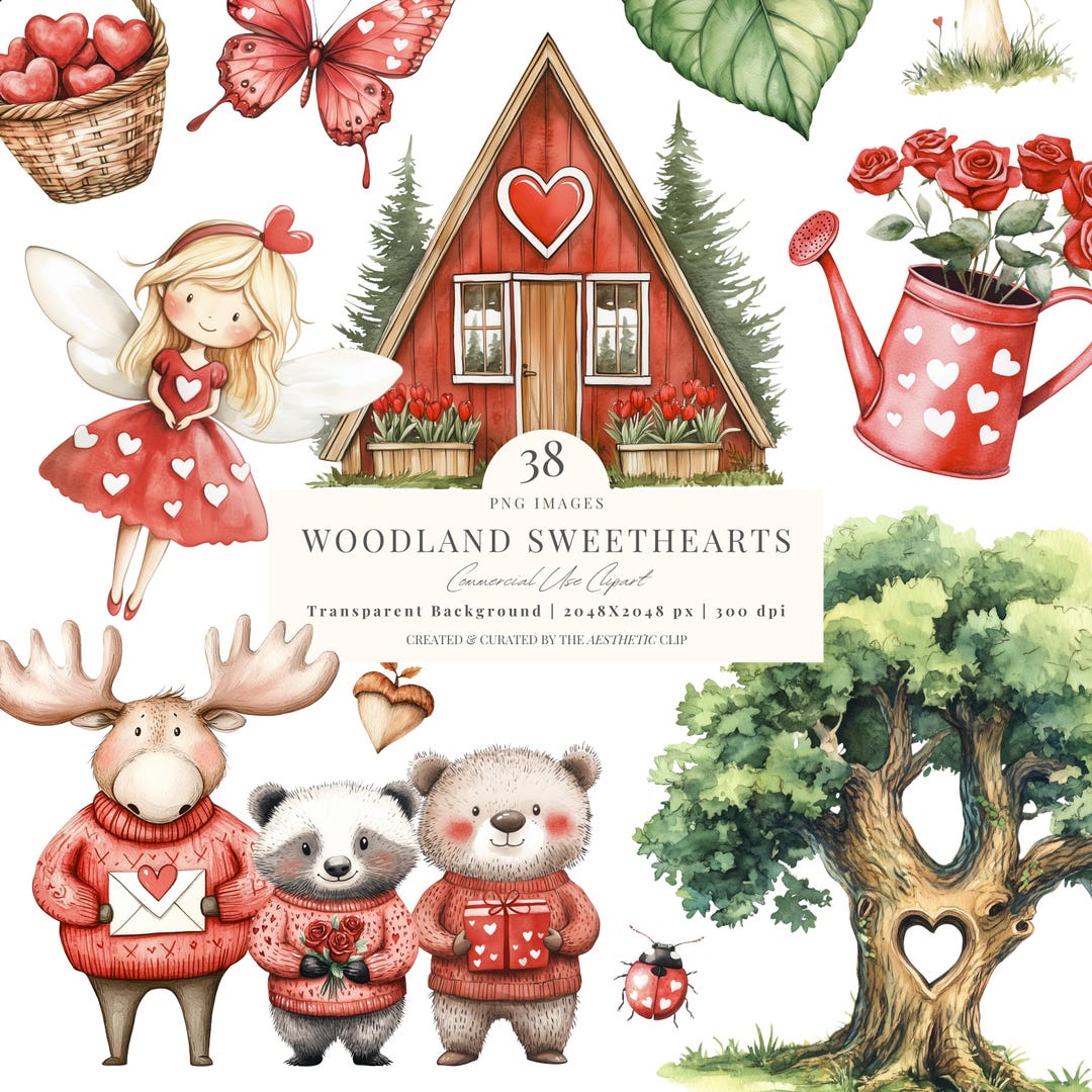 Valentine's Day Clipart | Woodland Valentines | Woodland Animals ...