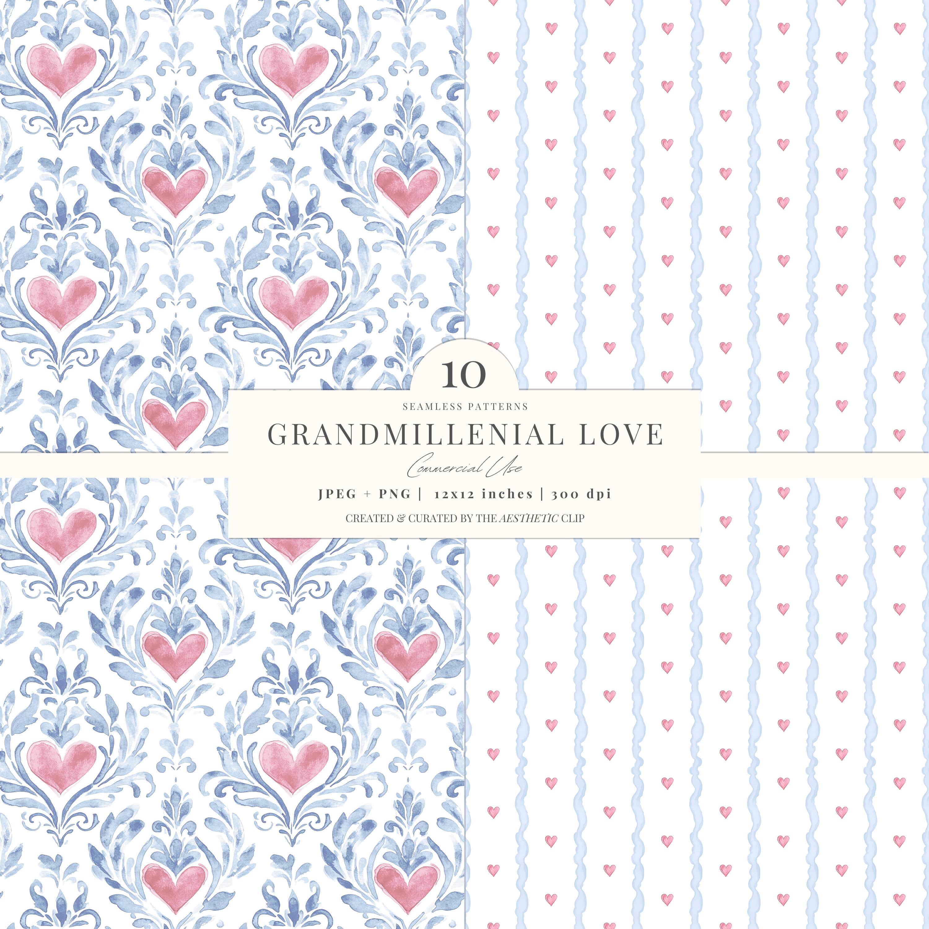 Valentines Day Digital Paper | Grandmillenial Love Patterns | Seamless ...