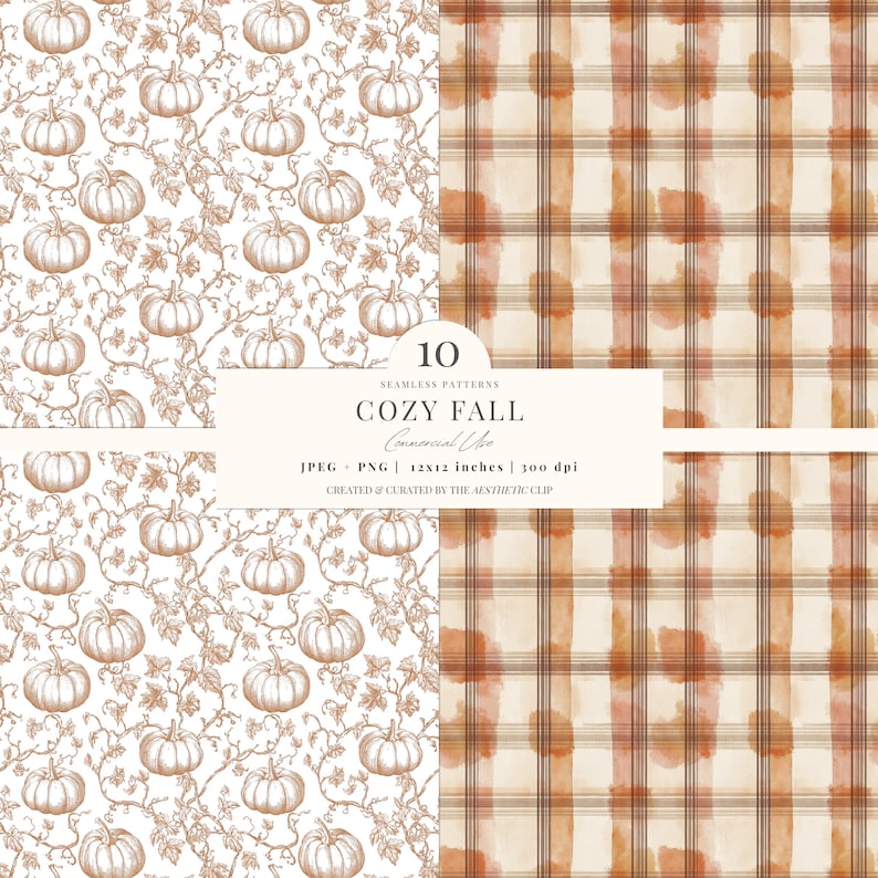 Fall Seamless Pattern | Cozy Autumn Digital Paper | Pumpkin Background ...