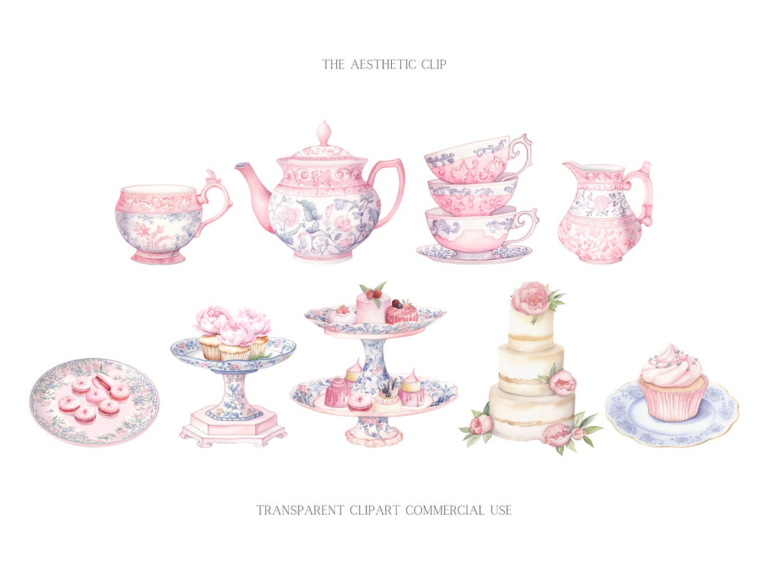 Pink Afternoon Tea Clipart Teapot PNG Antique High Tea Bridal Shower ...