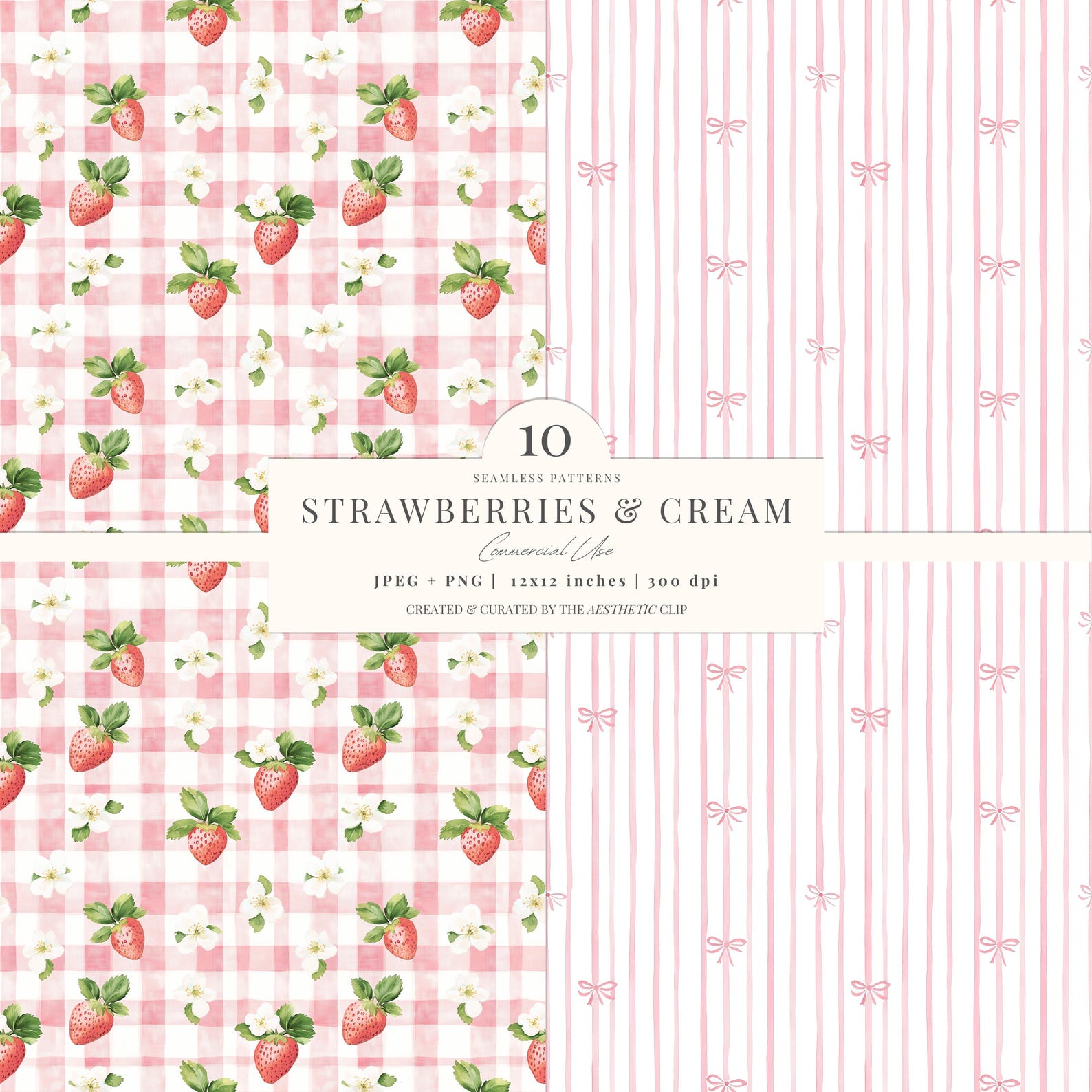 Strawberry Digital Paper | Berry Sweet Pattern | Grandmillenial Paper ...