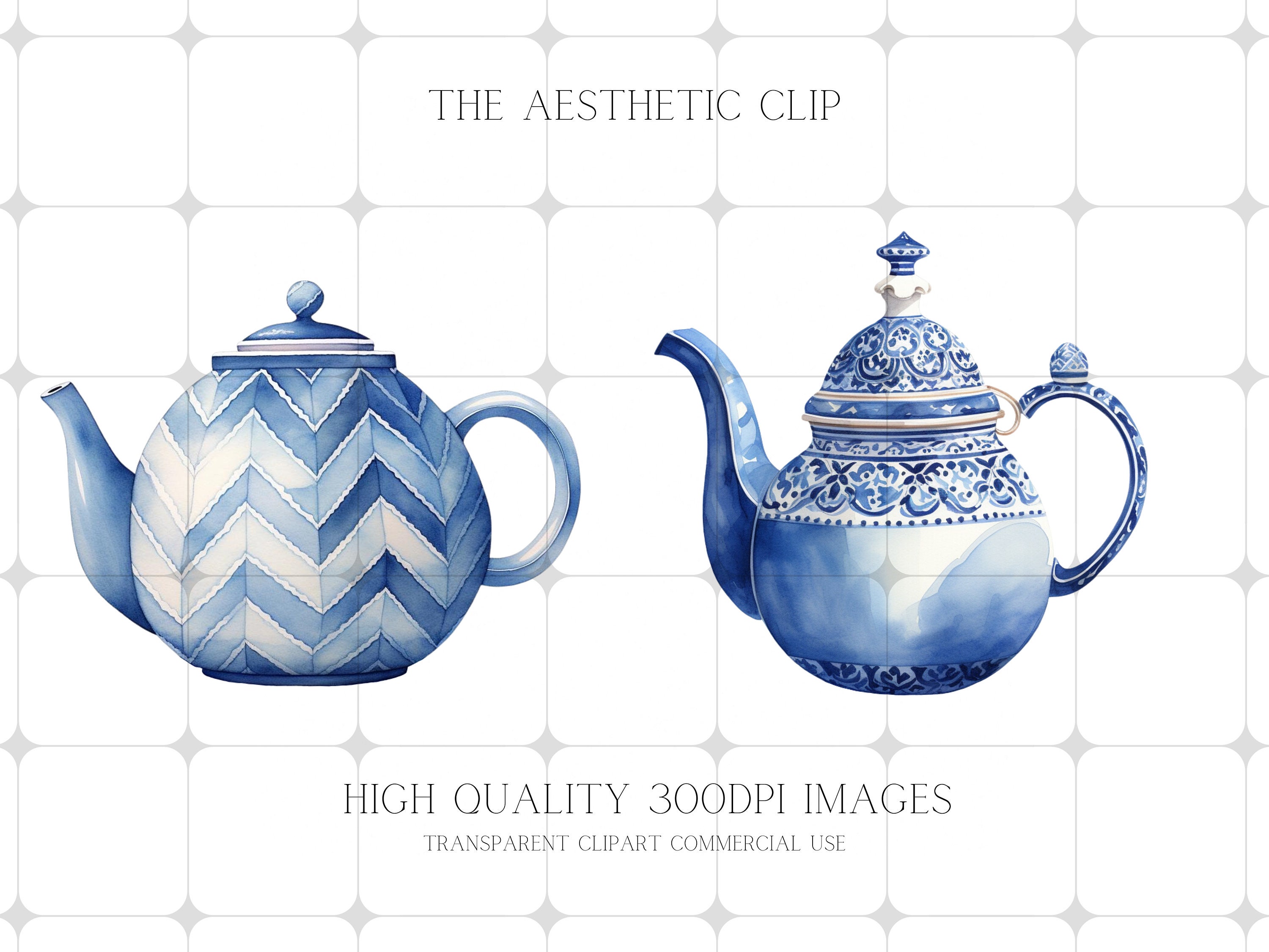Blue Teapots Clipart Blue Tea Party PNG Bundle Picnic - Etsy