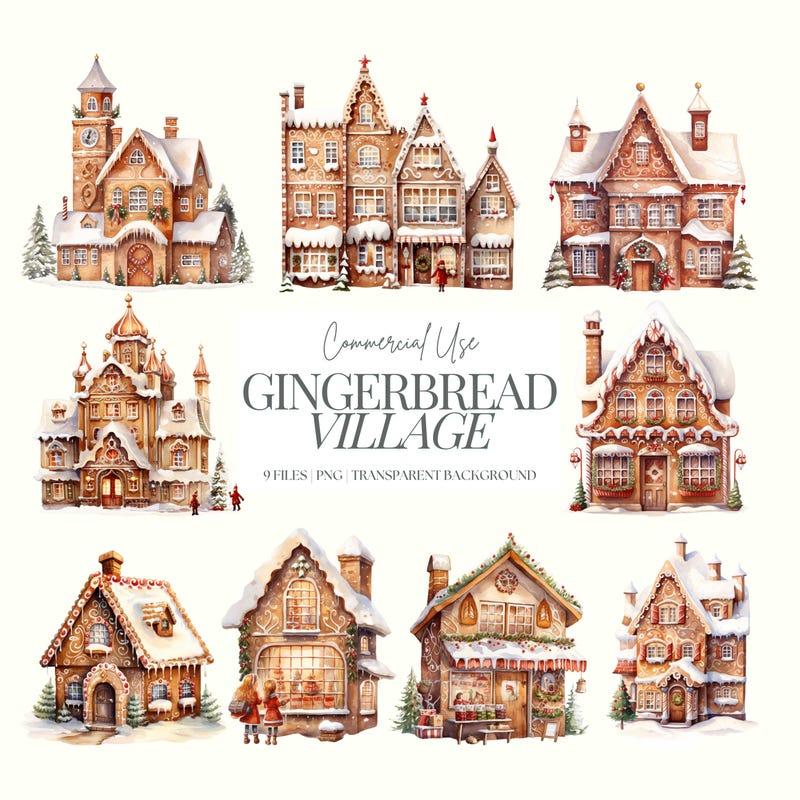 Gingerbread Village Clipart - Etsy