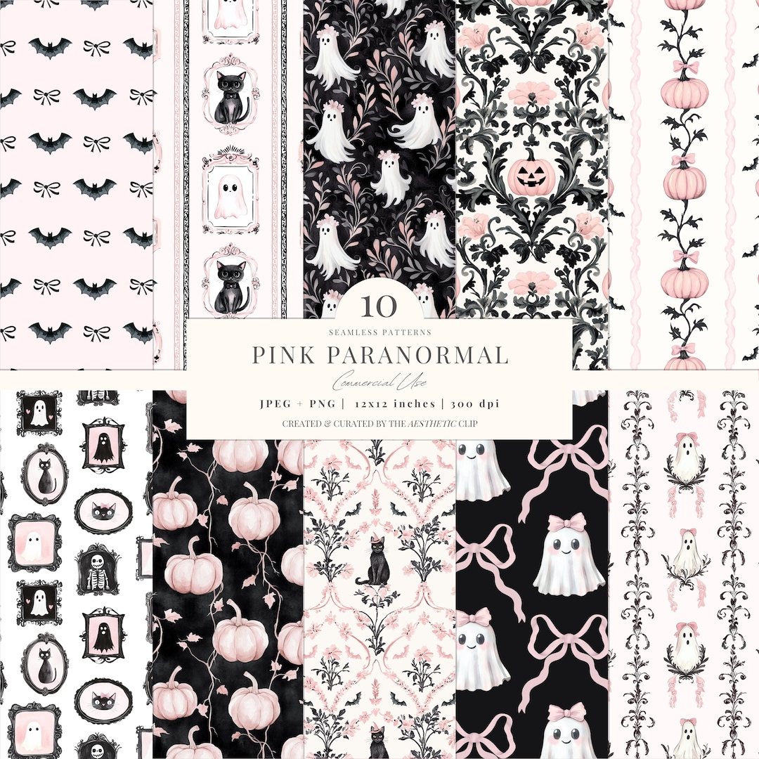 Halloween Seamless Pattern | Preppy Pink Halloween Digital Paper ...