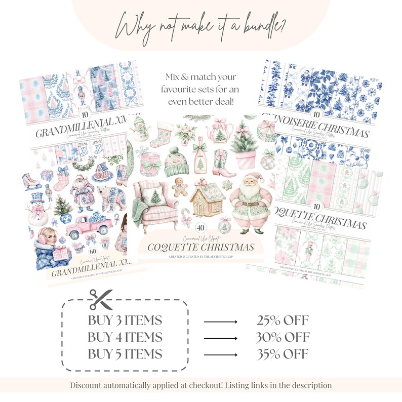 Coquette Christmas Clipart | Preppy Xmas | Rococo Holiday ...