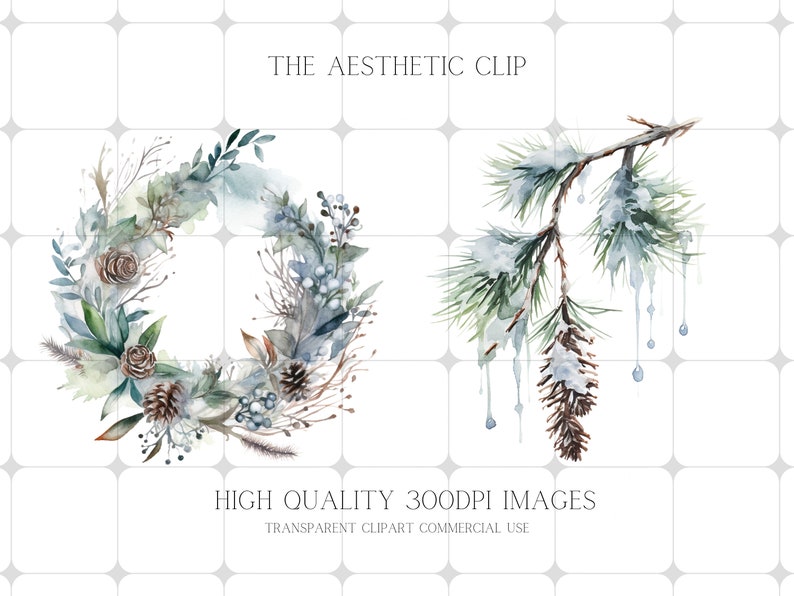 Winter Clipart Snowy Woods PNG Pine Trees Graphic Wintery Christmas ...